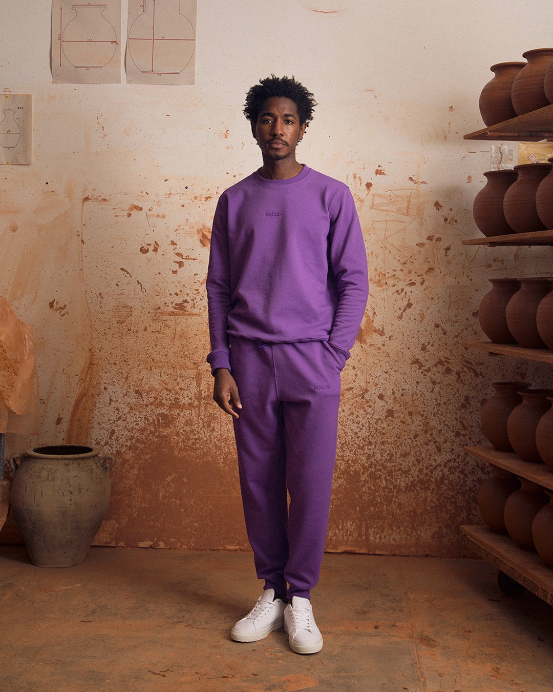 Sweat col rond Homme Violet Recyclé & Made in France